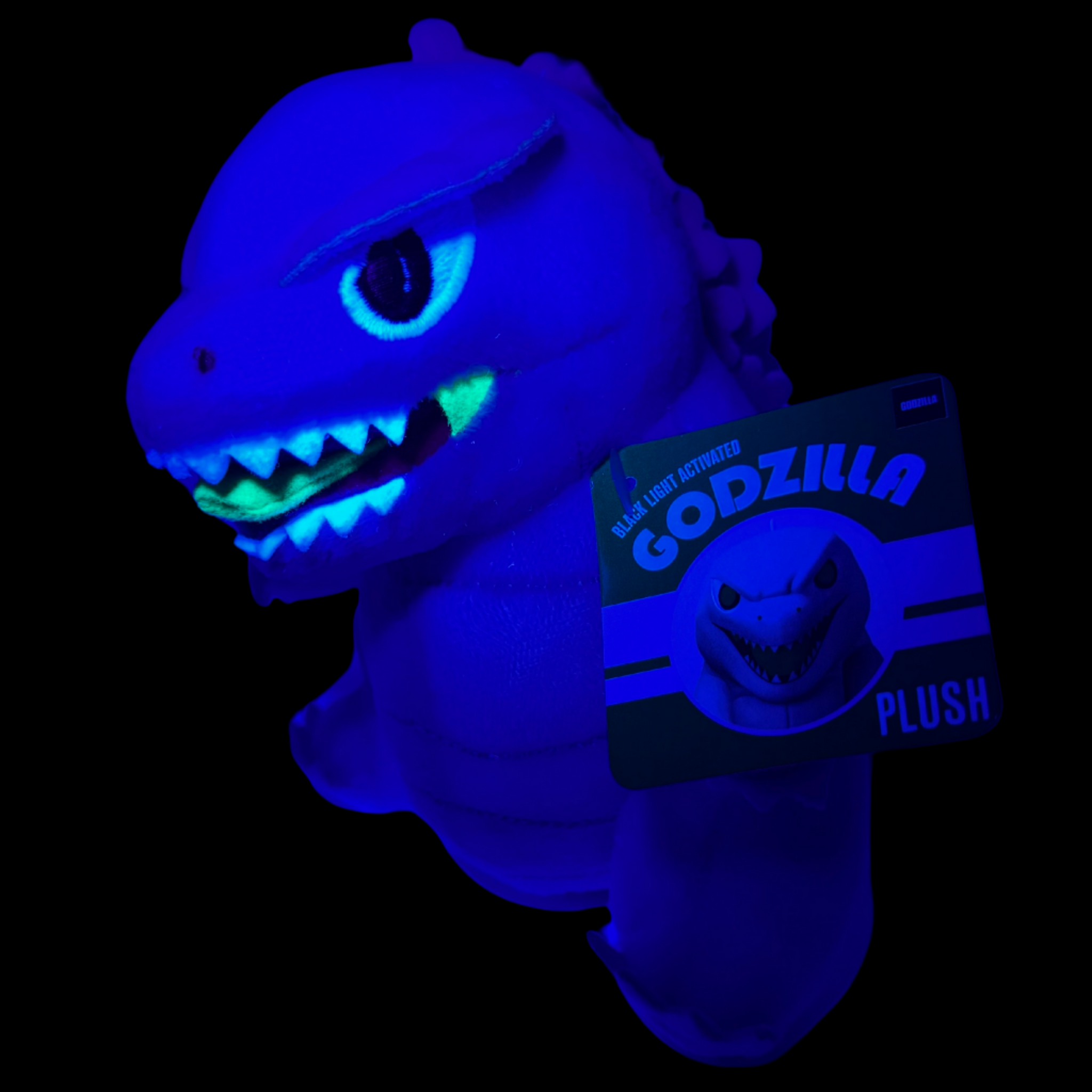 6” Neon Blue Blacklight Godzilla Plush | Toy Temple